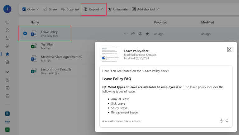 Create FAQ’s quickly with Copilot – SharePoint lightbulb moments