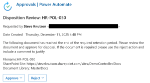 Purview end of Retention Power Automate Workflow – SharePoint Moments